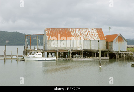 Fishing Boat and Buildings at Tokeland Marina Washington Stock Photo ...