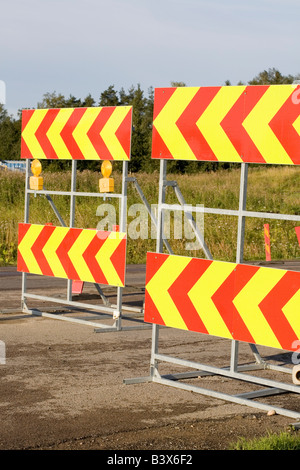 colourful arrow signs at roadworks site Stock Photo - Alamy