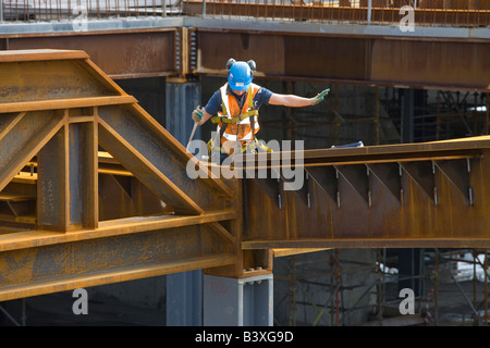 Construction worker steel fixer working at the building site close-up ...