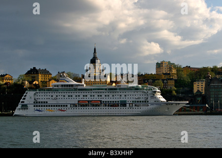 Birka Cruises cruise ship Birka Paradise leaving Stockholm harbour on a ...