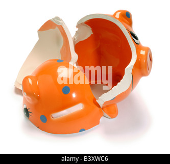 Smashed Piggy Bank Stock Photo - Alamy