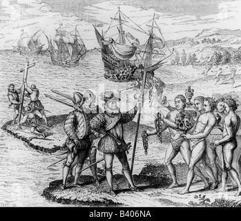 Christopher Columbus with Native Americans, 1492-1503 (c1820-1839 ...