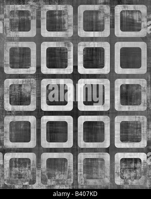 Rows and columns of grungy square frames or slides with rounded corners ...