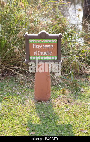 Please beware of crocodiles sign Zambia Africa Stock Photo - Alamy