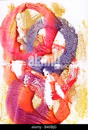 Colorful yellow, orange and red watercolor wet brush paint liquid ...