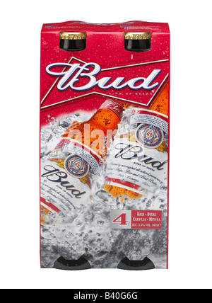 BUDWEISER BUD BEER FOUR BOTTLE PACK Stock Photo - Alamy