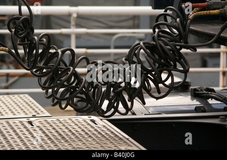 Truck, or lorry, trailer connection. Wires connecting lorry trailer to ...