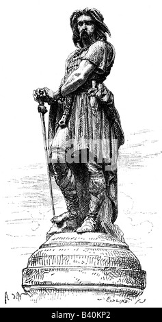 Vercingetorix, circa 82 - 46 BC, Gallic chieftain, surrendering before ...