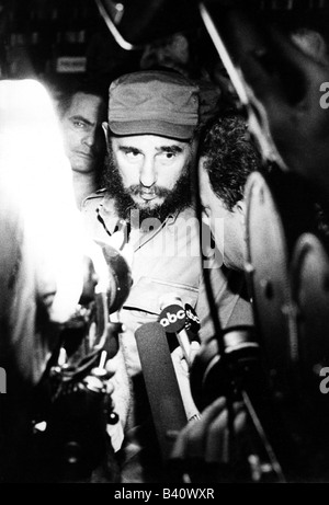 Cuban Leader Fidel Castro, Half-Length Portrait, speaking before ...