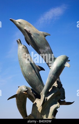 Cardigan Bay Dolphins Statue at Barmouth Snowdonia Wales Stock Photo ...