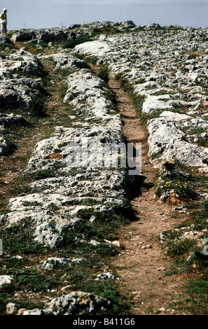 Cart ruts in Malta Stock Photo - Alamy