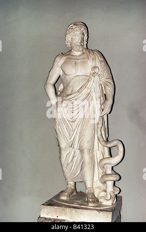 Asclepius, Greek god of medicine, full length, with his daughter Stock ...