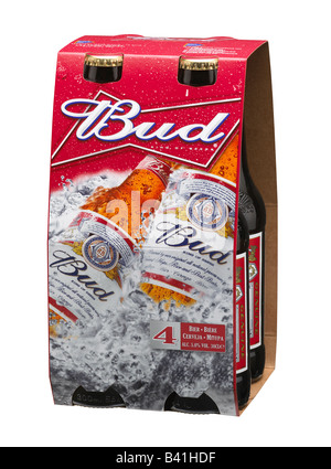 BUDWEISER BUD BEER FOUR BOTTLE PACK Stock Photo - Alamy