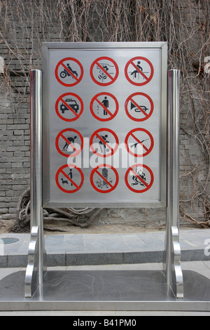 Prohibition signs in a park Stock Photo - Alamy