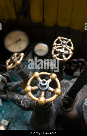 Engine control valves of an old steam locomotive being restored Stock ...