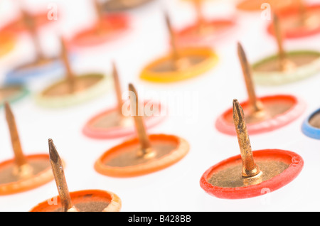 Thumb Tacks on white background Stock Photo - Alamy