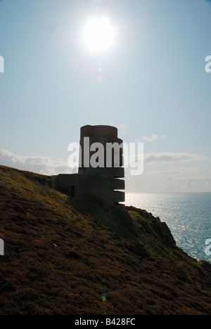 isle of jersey german ww2 lookout tower with gun emplacement wall Stock ...
