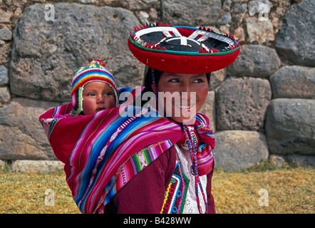Peruvian Quechuan woman wearing traditional hat or montera and shawl ...