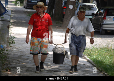 old Bulgarian peasant Bulgaria man moustache beard hat portrait head ...