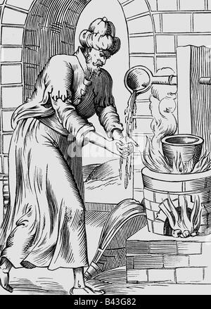 alchemy, alchemists, "The Alchemist", copper engraving by Jan de Vries ...
