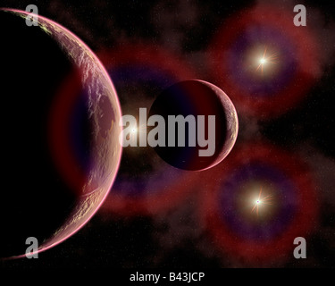 A Trinary Star System Stock Photo - Alamy
