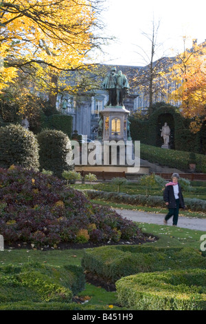 Public gardens of the Place du Petit Sablon in the upmarket and ...