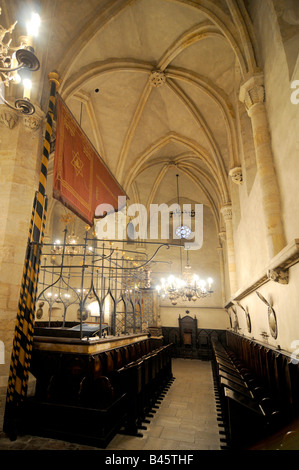 The interior of the Old New (staronova) synagogue in the Jewish quarter ...