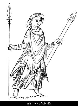 fashion, ancient world, Germanic, clothing for men and women, drawing ...