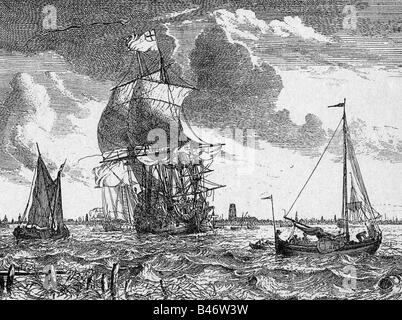 transport / transportation, navigation, warship, Dutch full-rigged ...