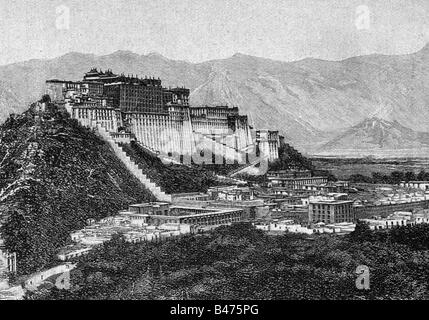 Potala Palace, Lhasa, Tibet. Steel Engraving by Thomas Allom, c1850s ...