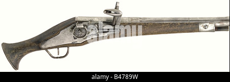 Old historical 17th century wheellock pistol isolated on white ...