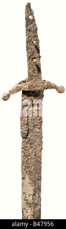 An Avar sword, Hungary, 9th/10th centuries. Heavy, slender single-edged ...