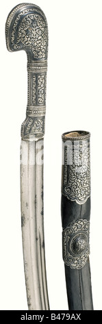 A silver mounted shashka, Caucasus, circa 1900. Curved, single edged ...