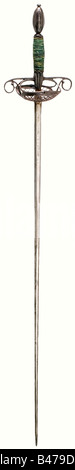 An English cup-hilted rapier, circa 1630. Double edged-blade of ...