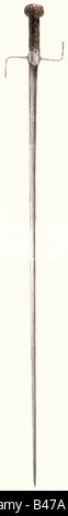 A Polish estoc, circa 1700. A long blade with fullers on both sides ...
