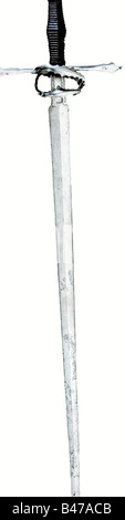 A heavy German sword, circa 1580 Double-edged blade of flattened ...