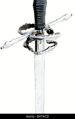 A heavy German sword, circa 1580 Double-edged blade of flattened ...