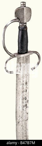 A storta, Italian, circa 1580 A curved blade, with two fullers on each ...