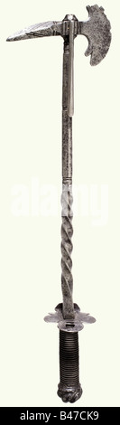 A German battle axe, 1st half of the 16th century. Curved edge, the ...