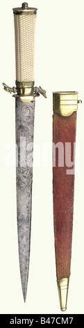 A German hunting dagger, circa 1800. Heavy single-edged blade with a ...