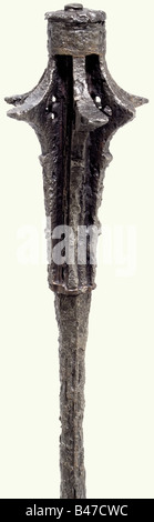 A German Gothic mace, circa 1450 Wrought iron. The head with four ...
