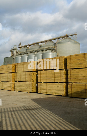 Stacks of timber at Shoreham Port Stock Photo - Alamy