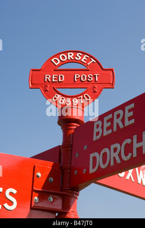 Red signpost in Dorset, England, UK Stock Photo - Alamy
