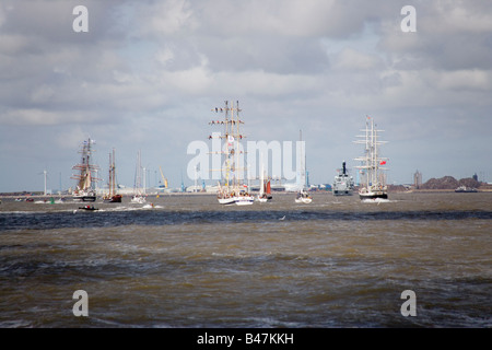 HMS Argyll leading the Tall Ship Parade down the Mersey with the ...