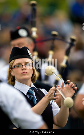 Drummer in a pipe band at the Cowal Gathering in Dunoon in Scotland ...