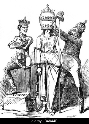 geography / travel, Italy, politics, Italian unification, caricature ...