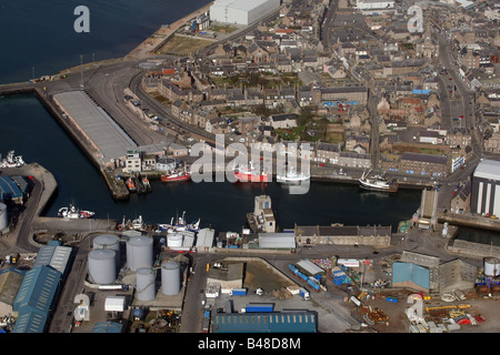 Aerial picture of the fishing port of Peterhead, Aberdeenshire ...