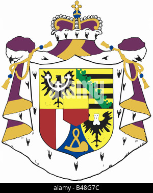 heraldry, coat of arms, national coat of arms, Liechtenstein, circa ...