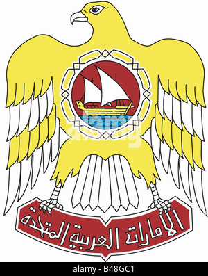 United Arab Emirates coat of arms and flag, official symbols of the ...