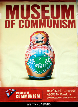 A poster advertising the Museum of Communism with the image of an angry ...